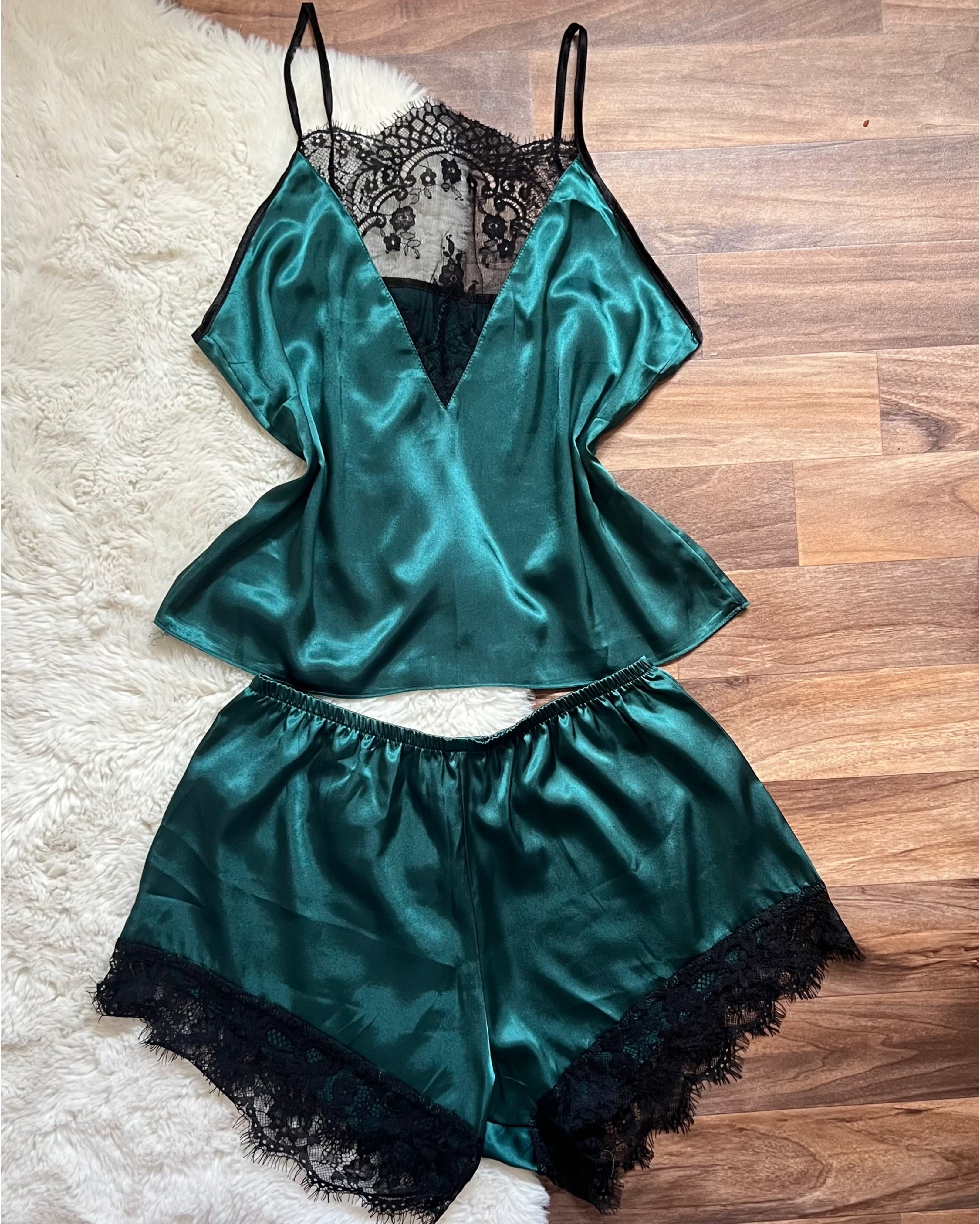 PYJAMAS SHEIN SATIN VERT